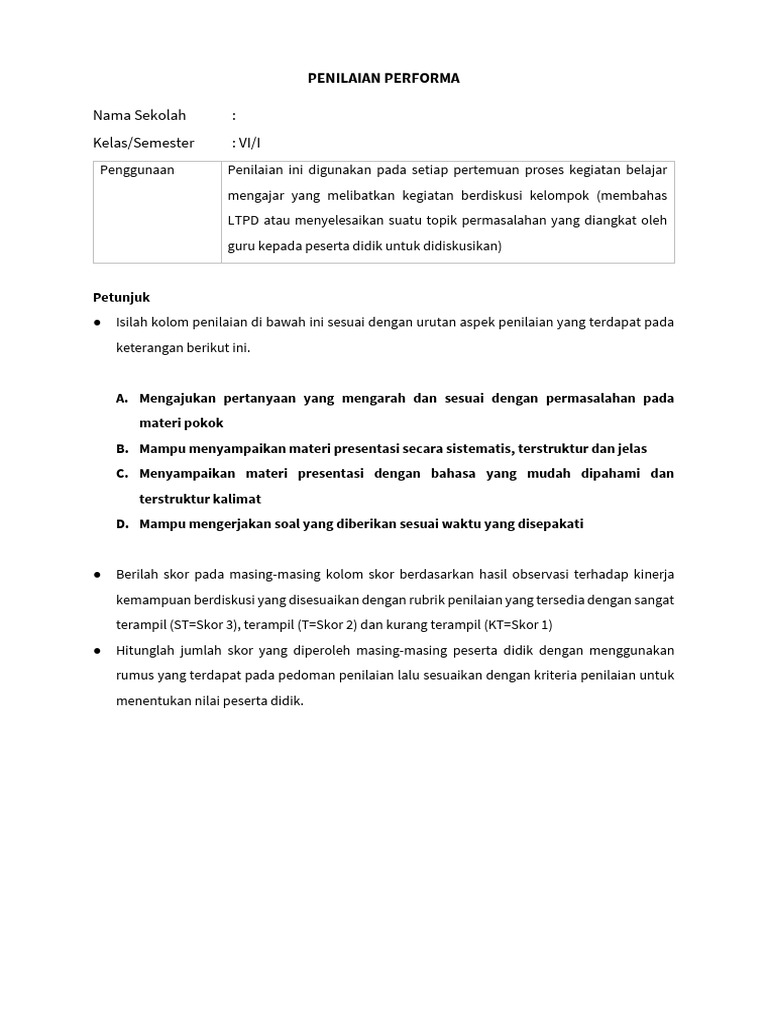 Penilaian Performa | PDF