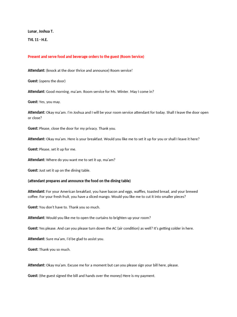 FOOD AND BEVERAGE SERVICES NC II Script | PDF | Cuisine | Foods