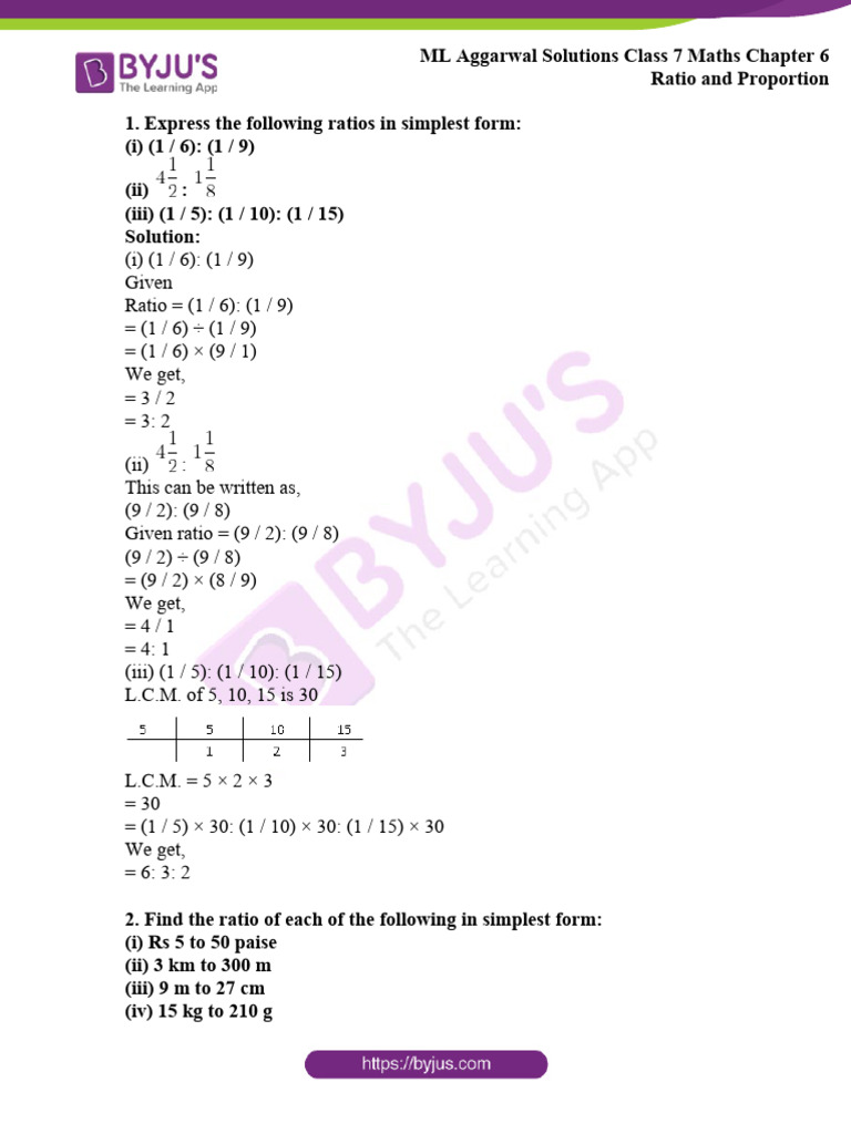 Ml Aggarwal Sol Class 7 Maths Chapter 6 | PDF