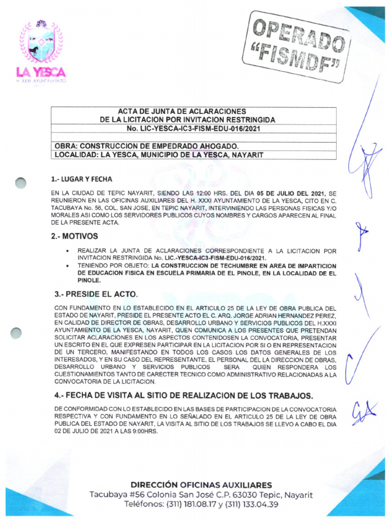 Juntaaclaraciones Techado Elpinole | PDF