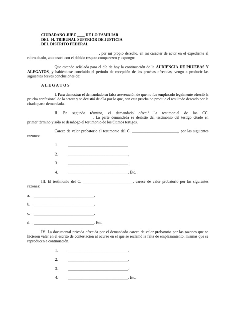 Escrito en El Que Se Formulan Alegatos | PDF