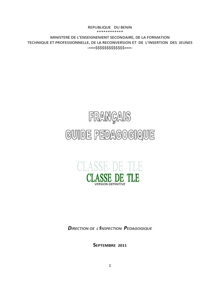 GUIDE PEDAGOGIQUE Tle (Version Definitive) | PDF