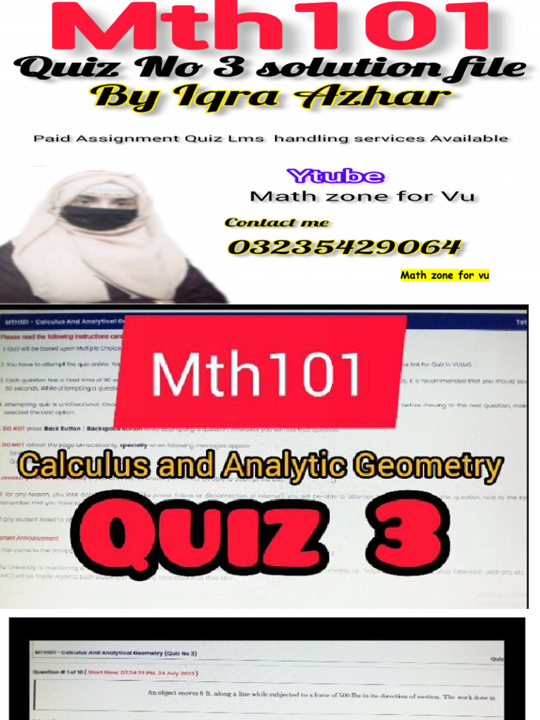 Mth101 Quiz 3 File by Iqra Azhar 2023 | PDF