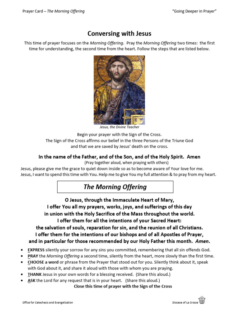 Morning Offering Prayer Guide | PDF | Prayer | Religion & Spirituality
