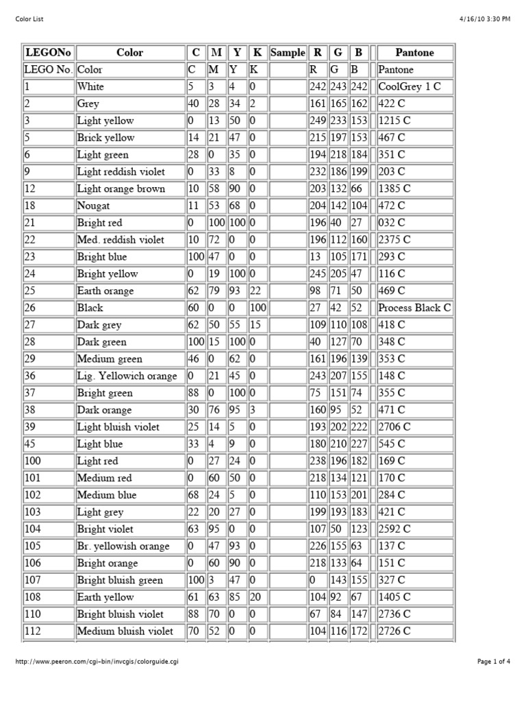 Lego_Color_List | PDF