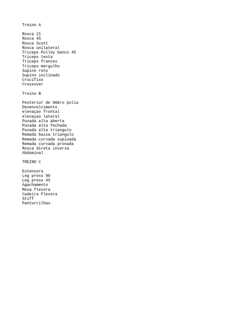 Treino AxBxC | PDF
