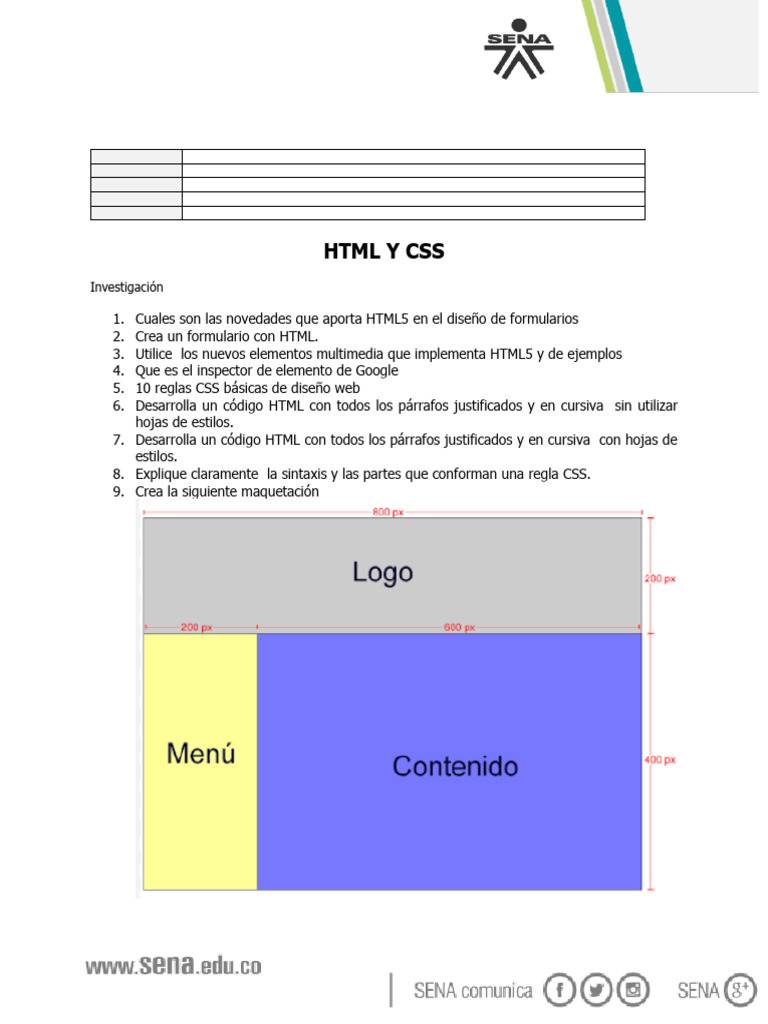 Ejercicios HTML y Css | PDF Ejercicios HTML y Css | PDF