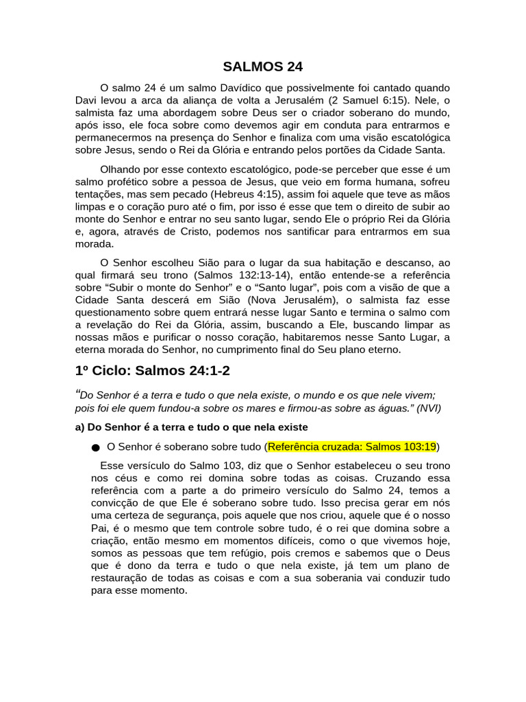 Léo Freitas - Estudo Salmos 24 | PDF