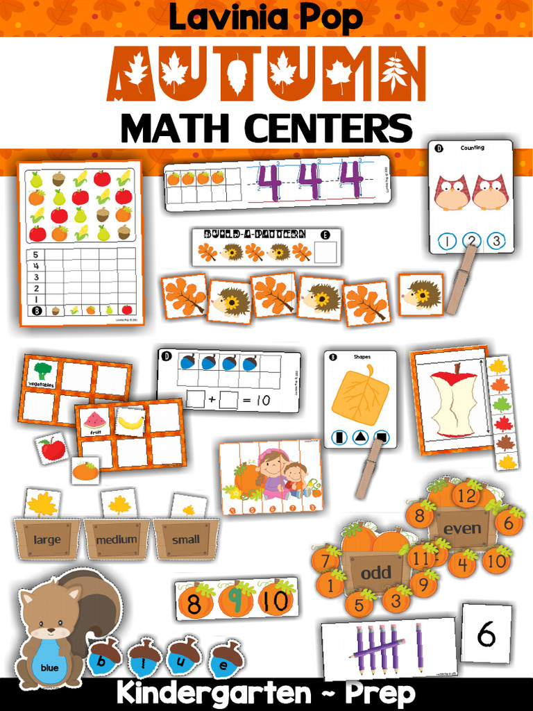 103 - Autumn - Fall Math Centers For Kindergarten | PDF