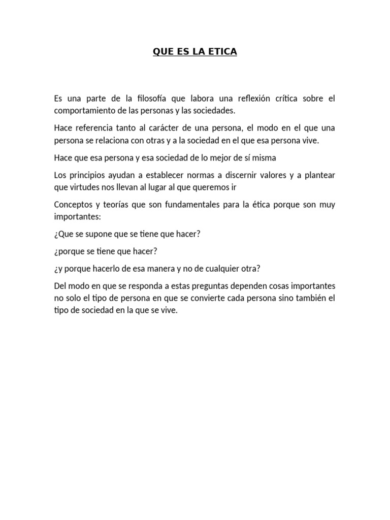 Que Es La Etica | PDF