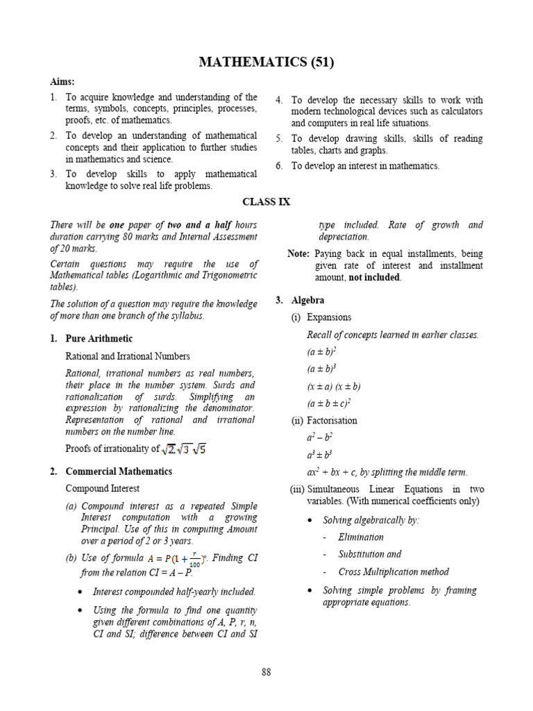 Icse 9 Full Syllabus | PDF