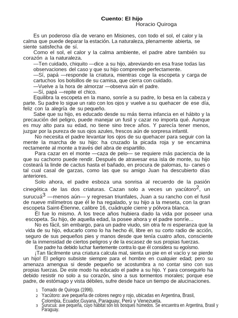 El Hijo Horacio Quiroga | PDF