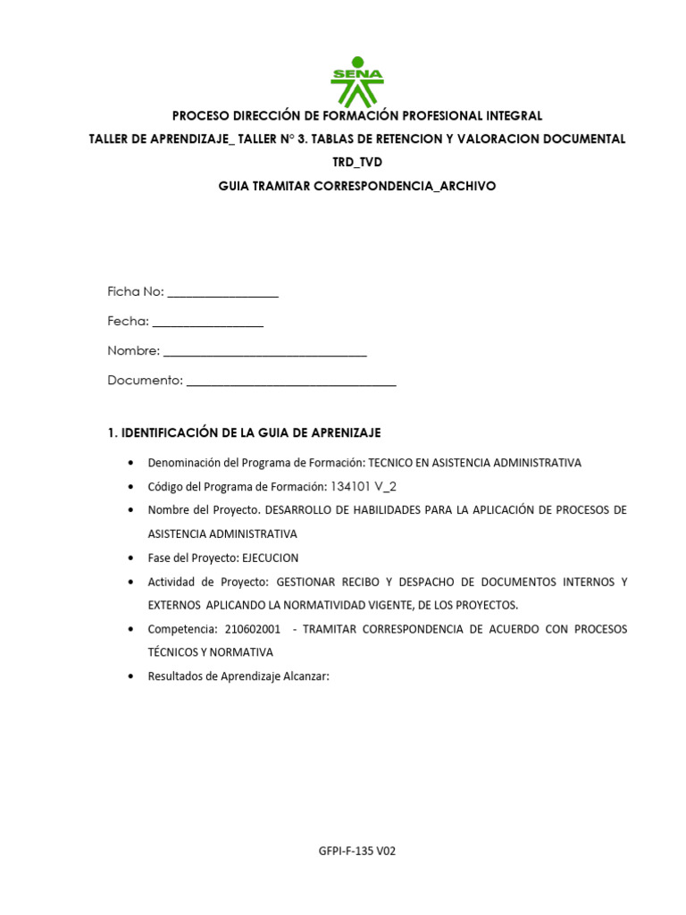3 - TALLER N 3 TRD - TVD - TRAMITAR CORRESPONDENCIA | PDF