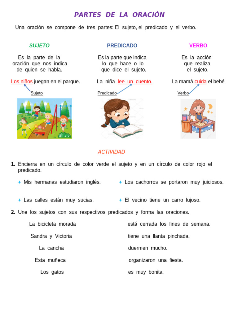 GUÍA #9 ESPAÑOL Partes de la oración | PDF