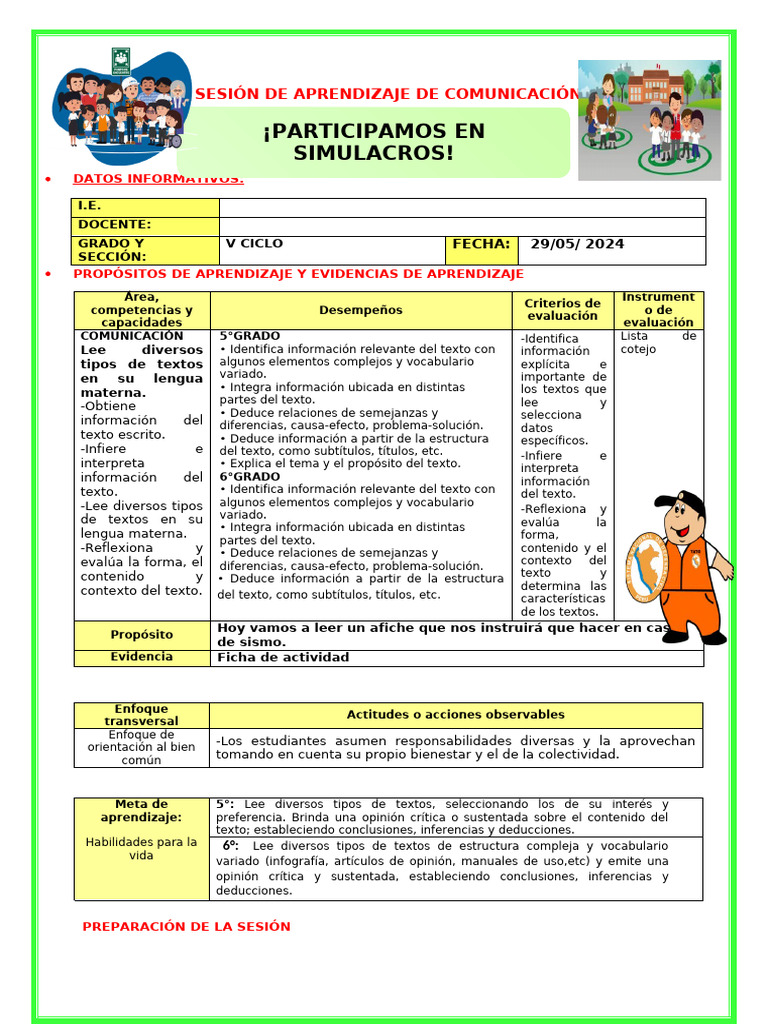 Participamos en Simulacros-Sesión | PDF Participamos en Simulacros-Sesión | PDF