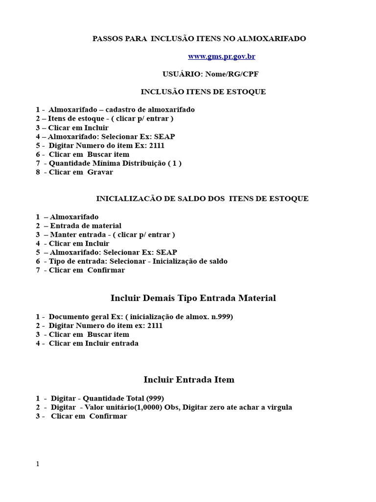 Decon Gms Treinamento Almoxarifado | PDF