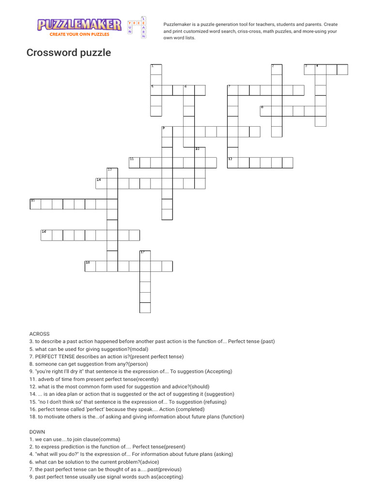 Criss Cross Puzzle - Discovery Education Puzzlemaker | PDF