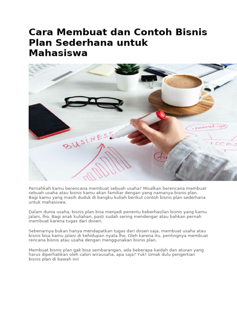 Cara Membuat Dan Contoh Bisnis Plan Sederhana Untuk Mahasiswa | PDF