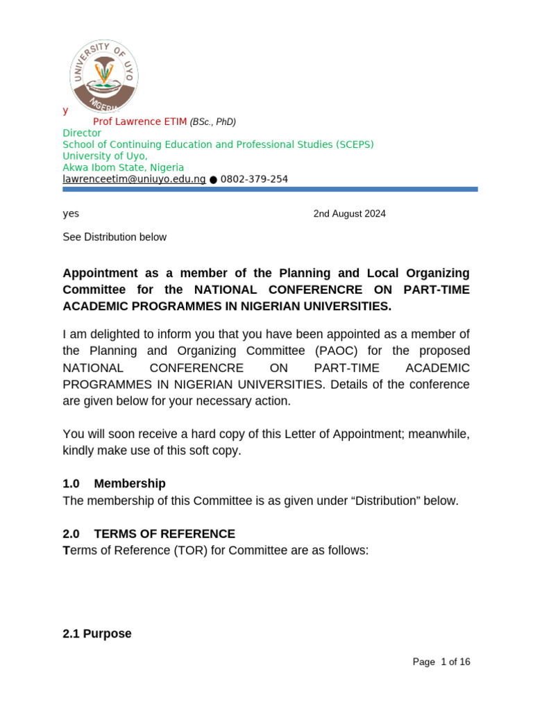 Conf Theme and Appointment Letter | PDF