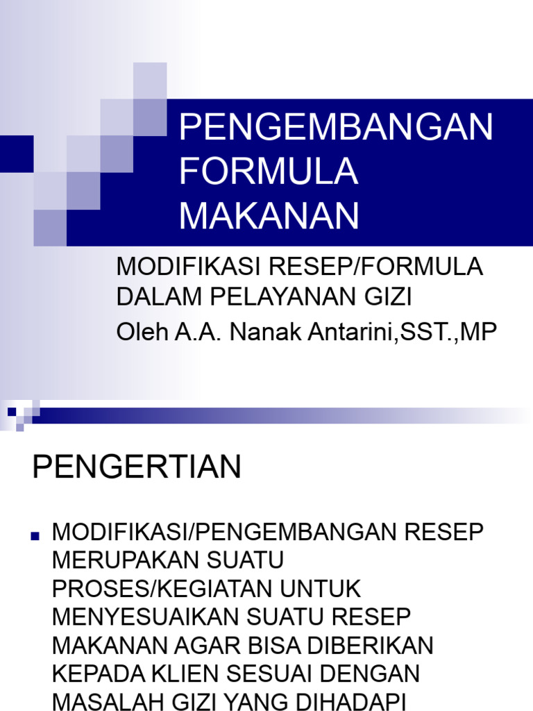 Modifikasi Resep Dalam Pelayanan Gizi | PDF