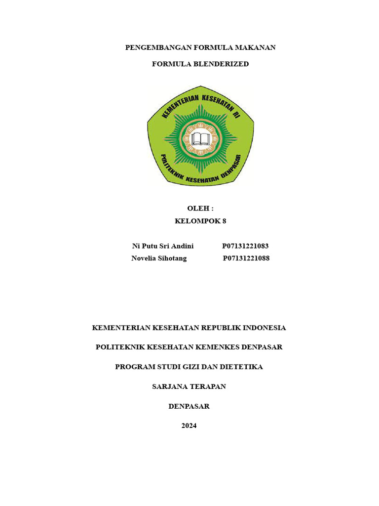 KLP 8 (PFM FORMULA BLENDERIZED) | PDF