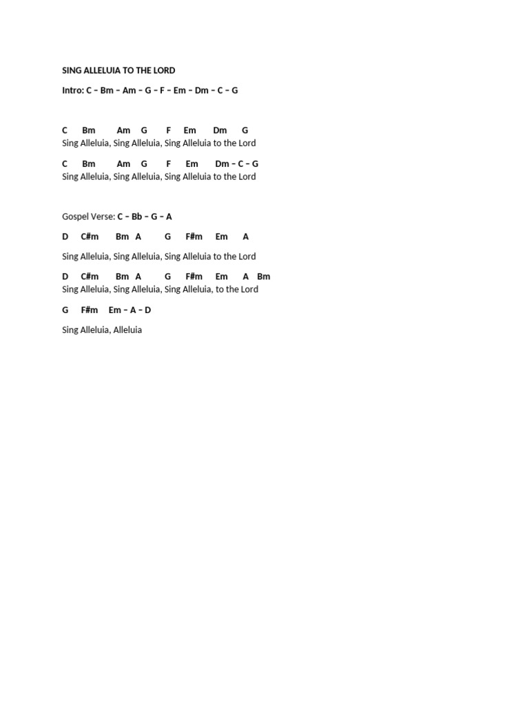 Sing Alleluia To The Lord Chords | PDF