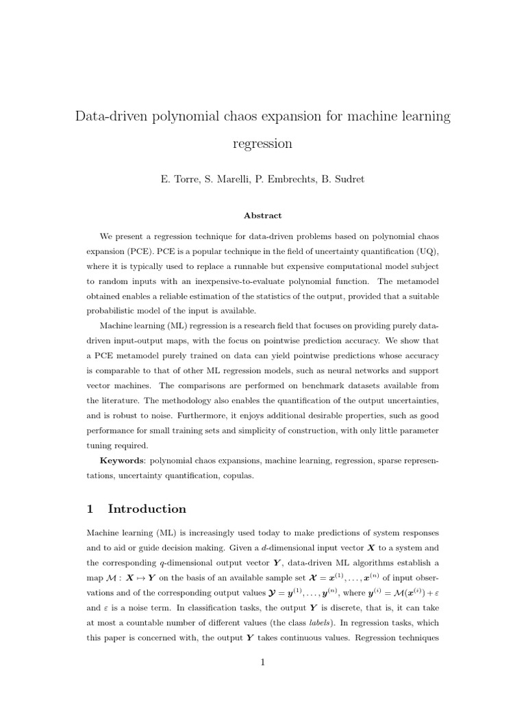 Data driven polynomial chaos expansion for machine learning regression | PDF