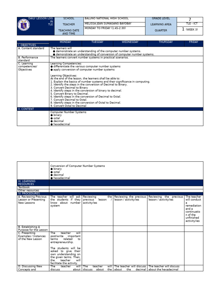 DLL IN TLE ICT 7 Q1 WEEK 3 (1) | PDF