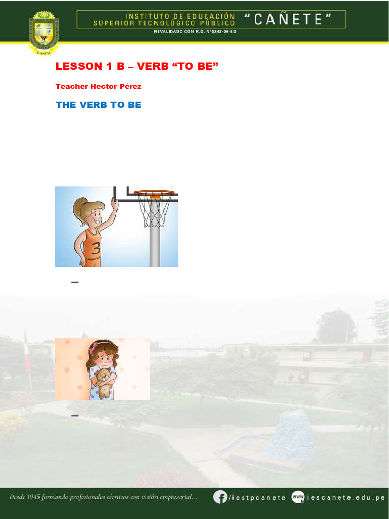 Lesson 1 B - Verb To Be | PDF