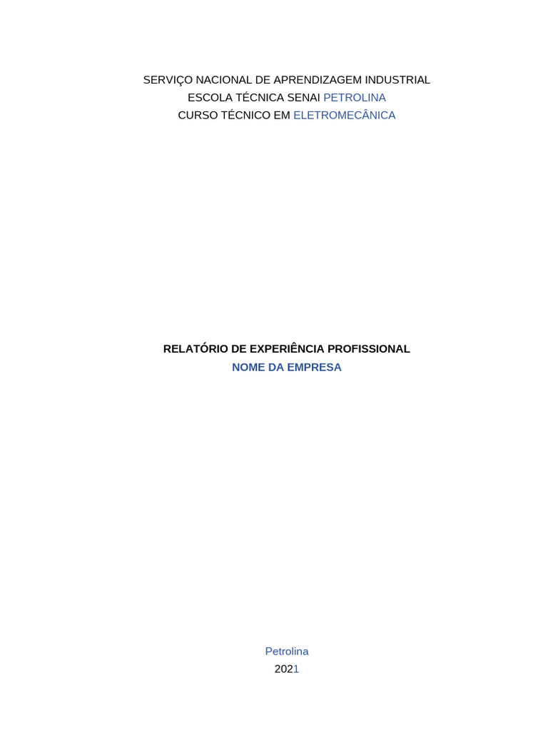 Modelo De Relatorio 5 Anomodelo De Relatorio De Experiencia