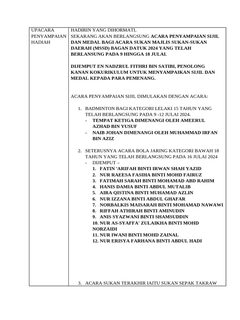 Upacara Penyampaian Hadiah | PDF