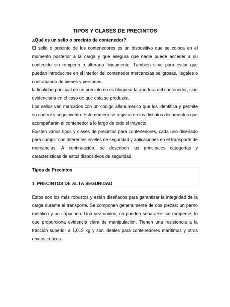 Tipos y Clases de Precintos | PDF