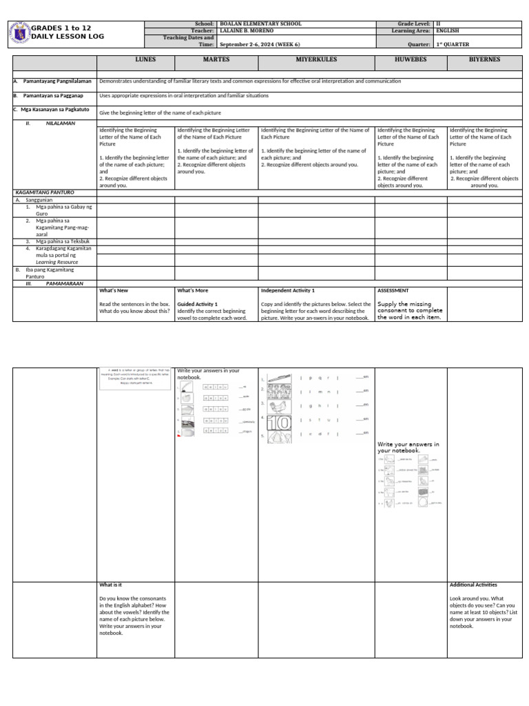 DLL English-2 Q1 W6 | PDF