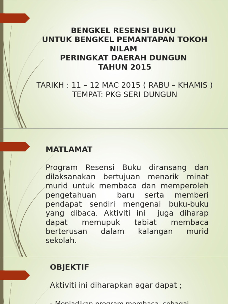 Bengkel Resensi Buku Tokoh Nilam | PDF