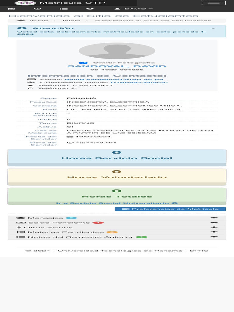 Matrícula UTP - Bienvenido Al Sitio de Estudiantes | PDF