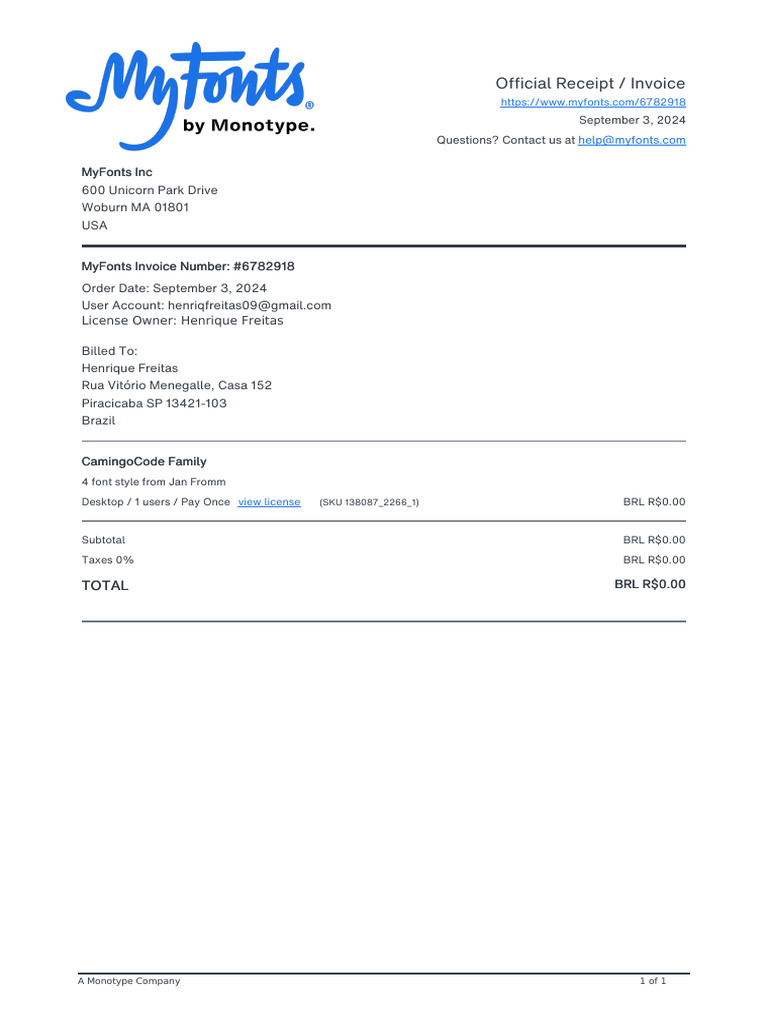 MyFonts Order 6123124129962 | PDF