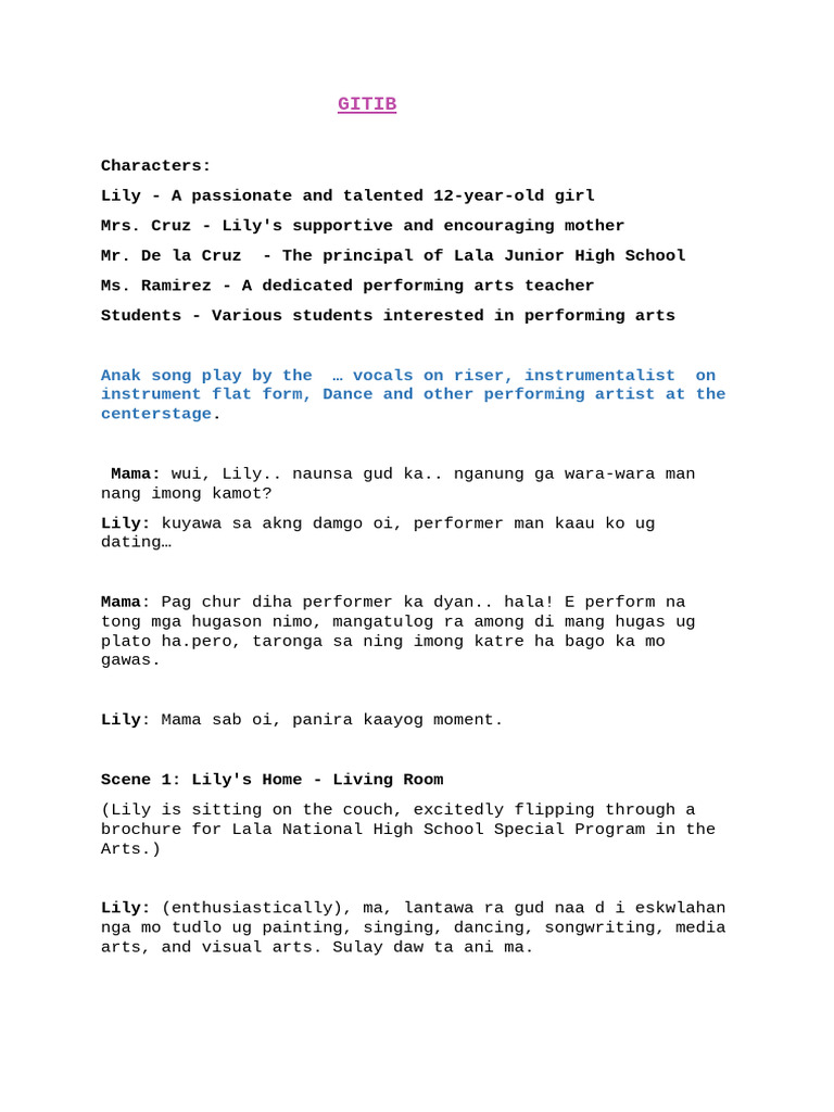 SCRIPT For Recital GITIB | PDF | The Arts | Art