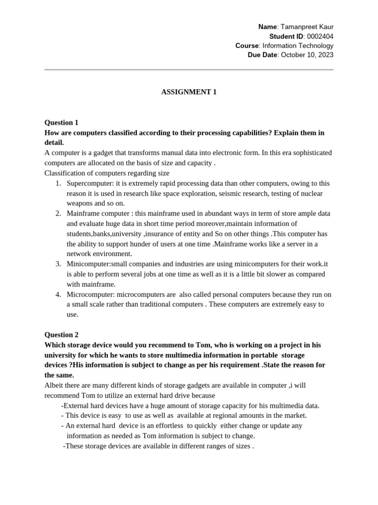 IT Assignment 1 | PDF