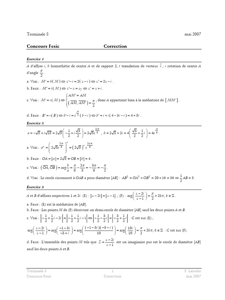 Fesic 2007 Corrige | PDF