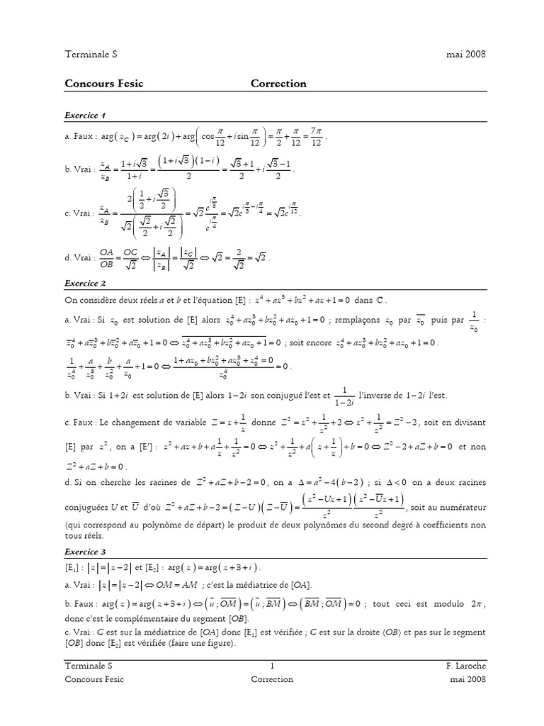 Fesic 2008 Corrige | PDF