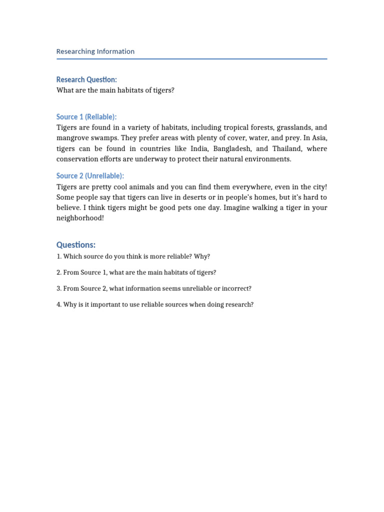 Researching Information Handout | PDF