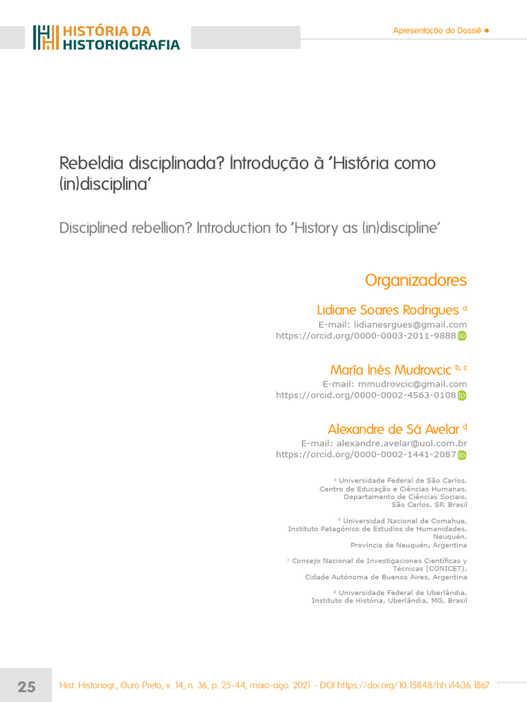 RODRIGUES, Lidiane Soares MUDROVCIC, María Inés AVELAR, Alexandre ...