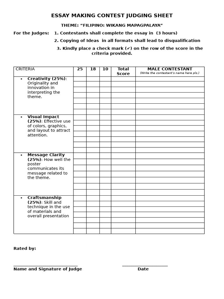 Judge Sheets Essay | PDF