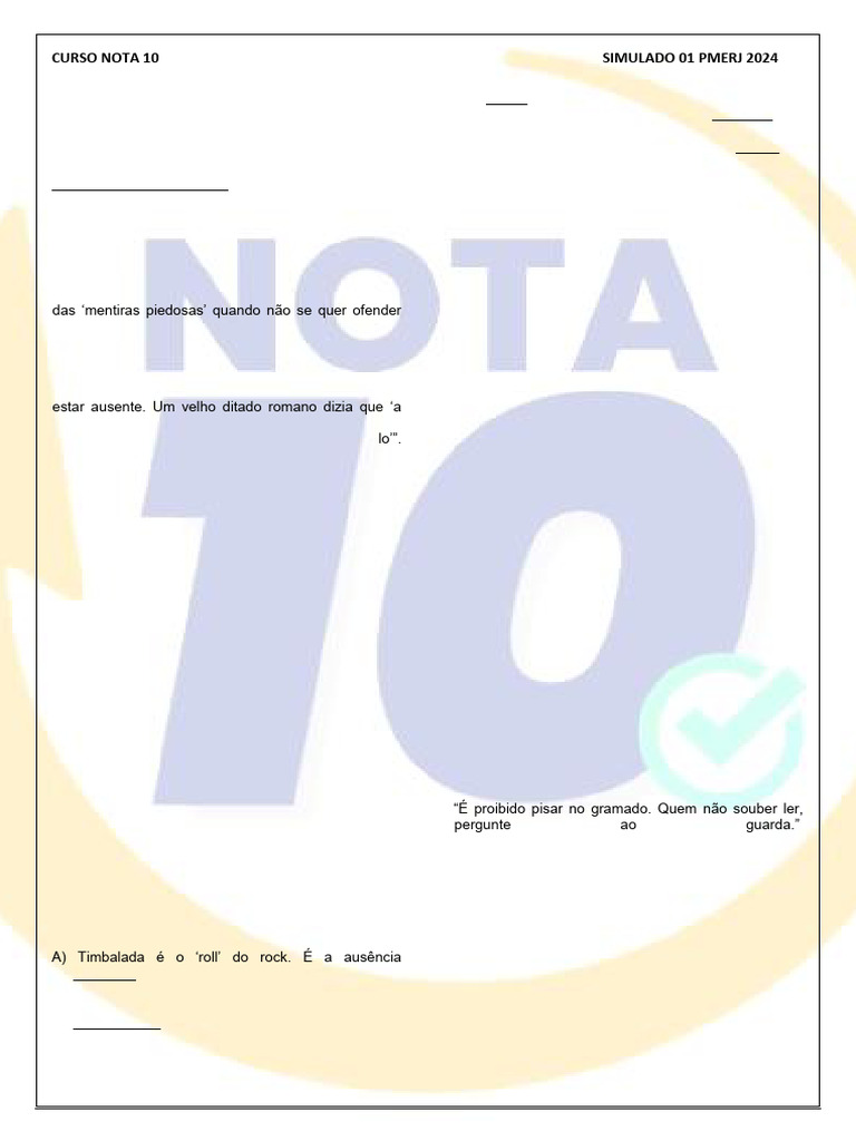 Simulado 01 Pmerj 2024 | PDF