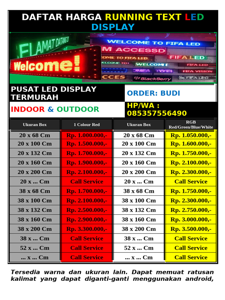 Daftar Harga Running Text Led Display | PDF