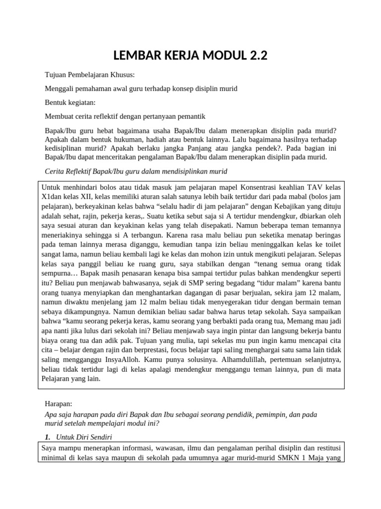 LEMBAR KERJA MODUL 2.2 - Dede Sumara - CGP Jabar - KabMajalengka | PDF