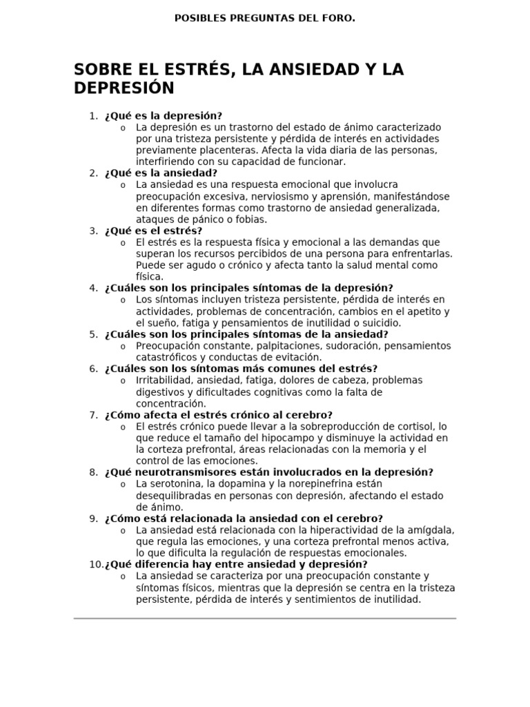 POSIBLES PREGUNTAS DEL FORO | PDF