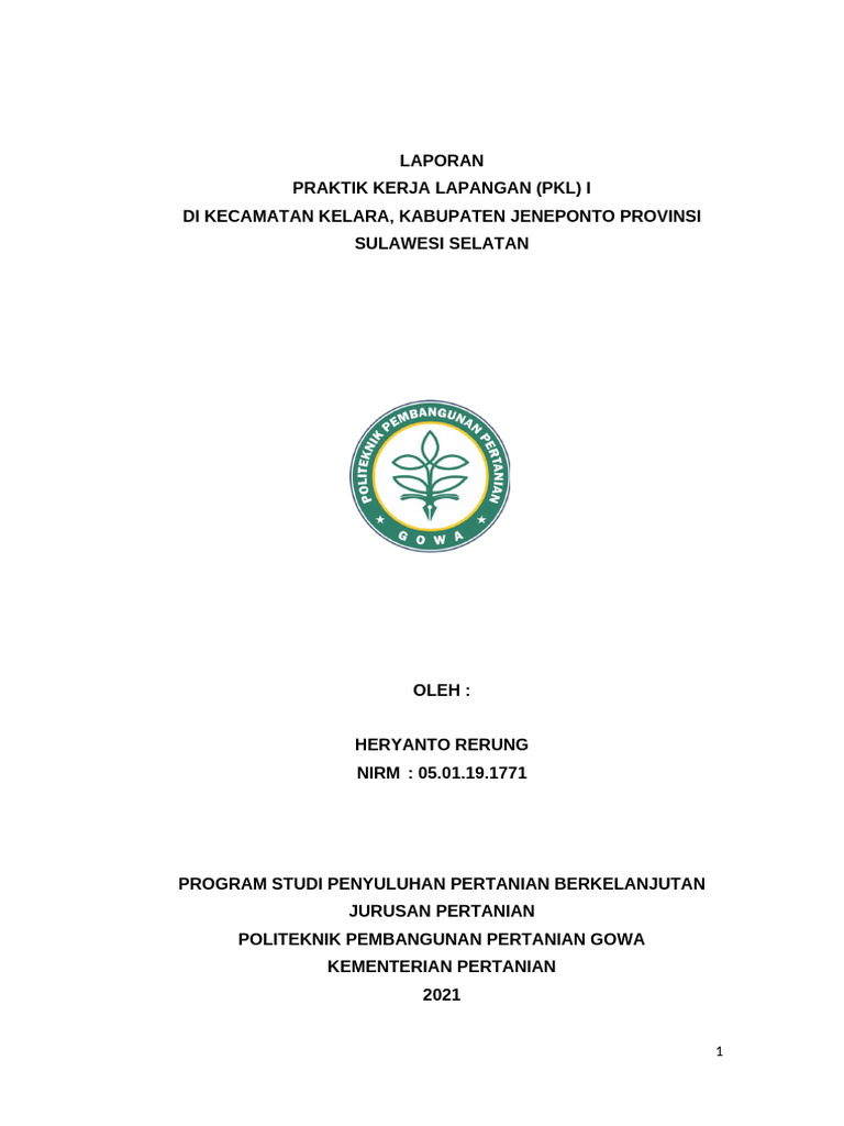 Laporan PKL 1 Kelara | PDF