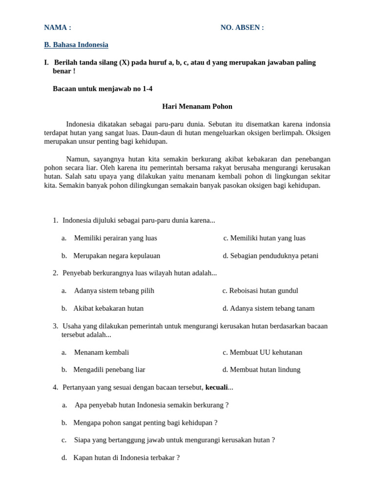 Soal BHS Indo Uh | PDF
