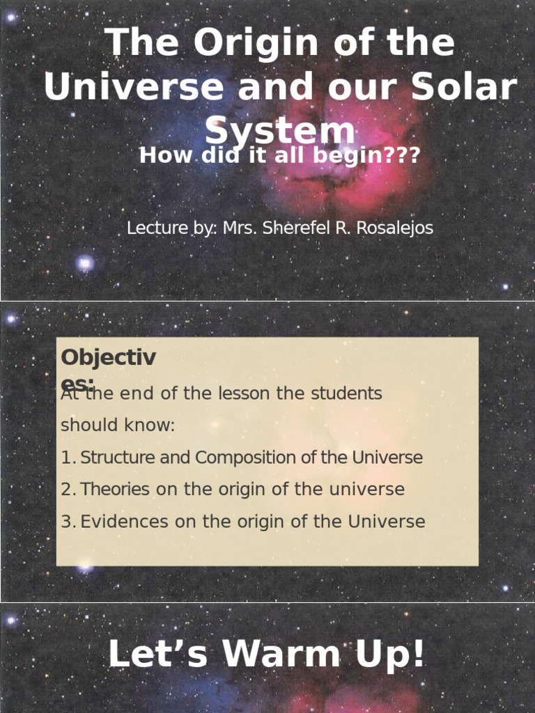 Lecture 1_Origin of the Universe (Students Copy) | PDF